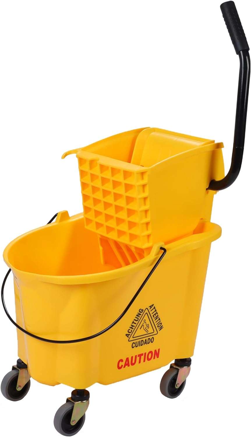 26-QT Side Press Mop Bucket and Wringer, Yellow – PlasticPrince